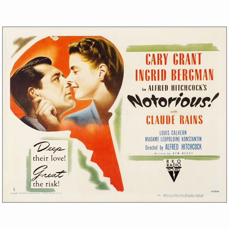 296. NOTORIOUS (1946) Half Sheet (22 x 28) Style B Very Fine- on Paper ...
