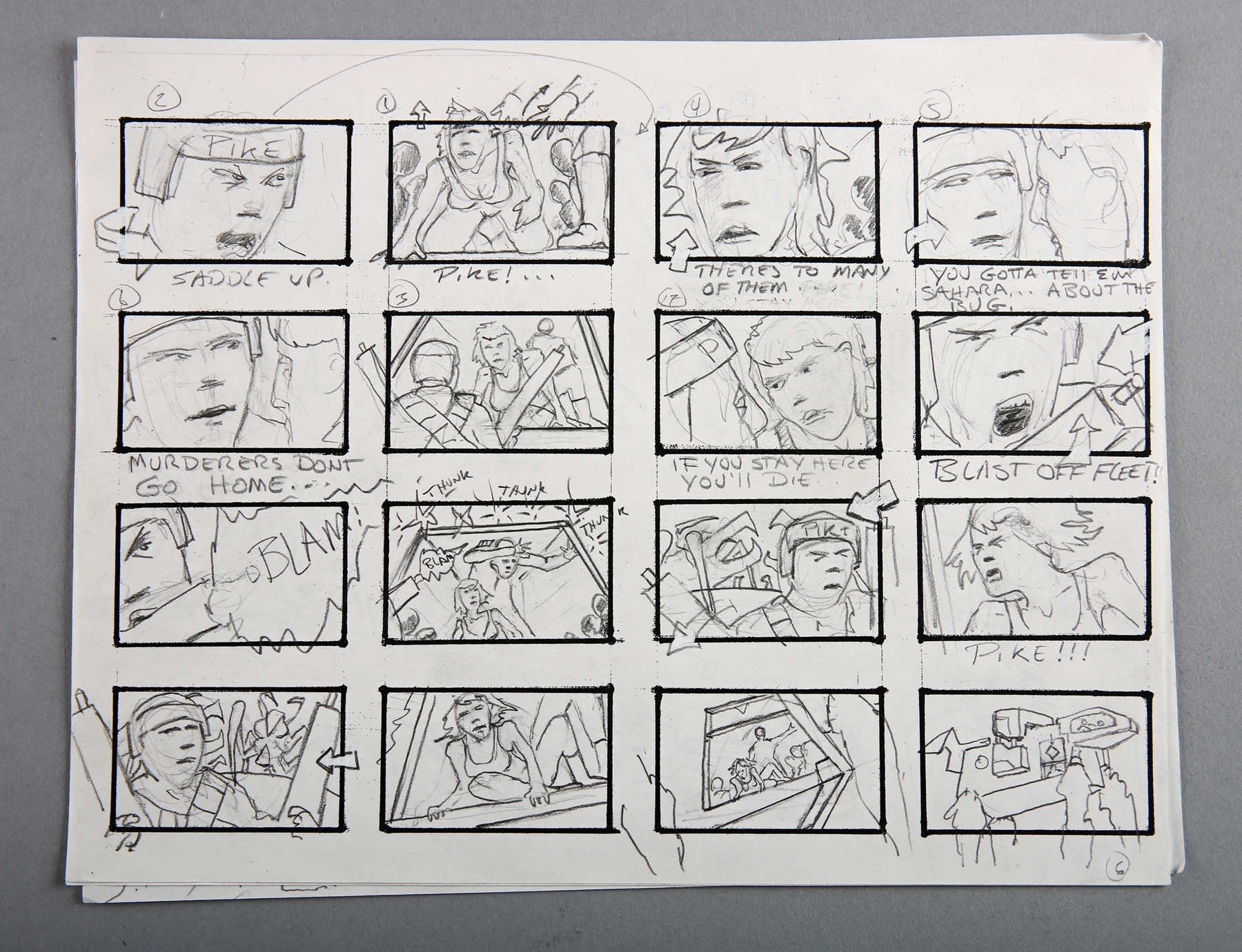 Hand-Drawn Storyboard Scenes 81-91 by Phil Tippett | STARSHIP TROOPERS ...