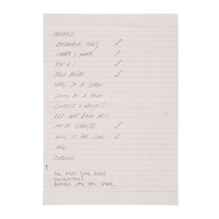 138. Handwritten Unreleased Album Tracklist, Circa 2016 ### GEORGE MICHAEL