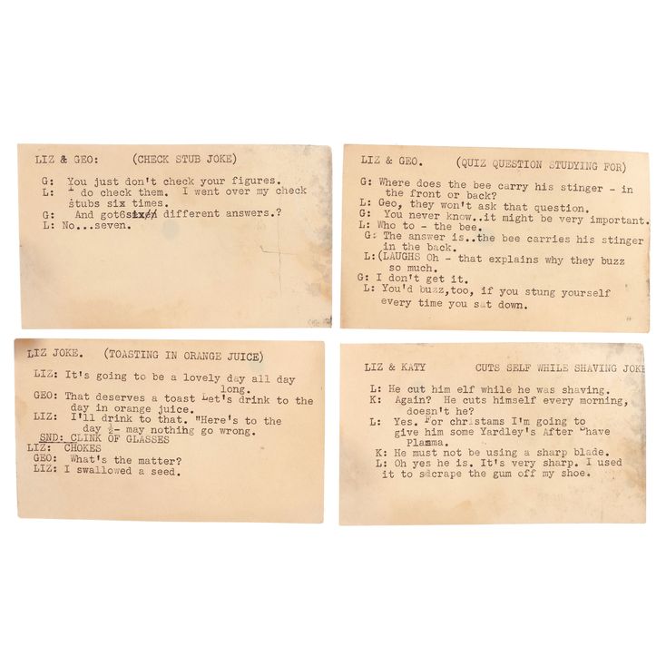 Lot 87 - Bob Carroll, Jr. Collection Set of Four Joke Notecards for ...