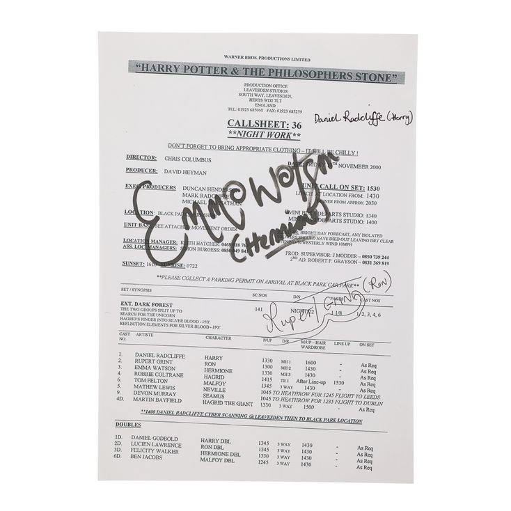 Lot 1208. Daniel Radcliffe, Emma Watson and Rupert Grint Autographed ...