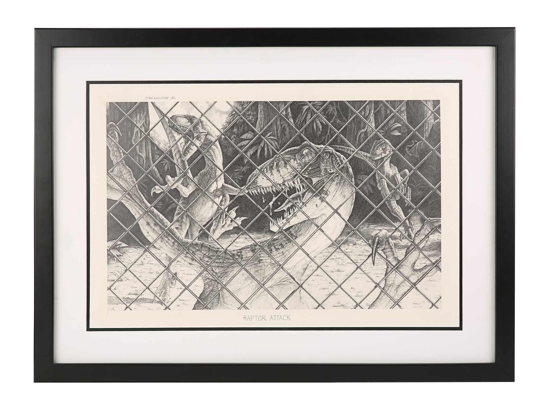 Lot #724 - JURASSIC PARK (1993) - Framed Hand-drawn Mark Crash McCreery ...