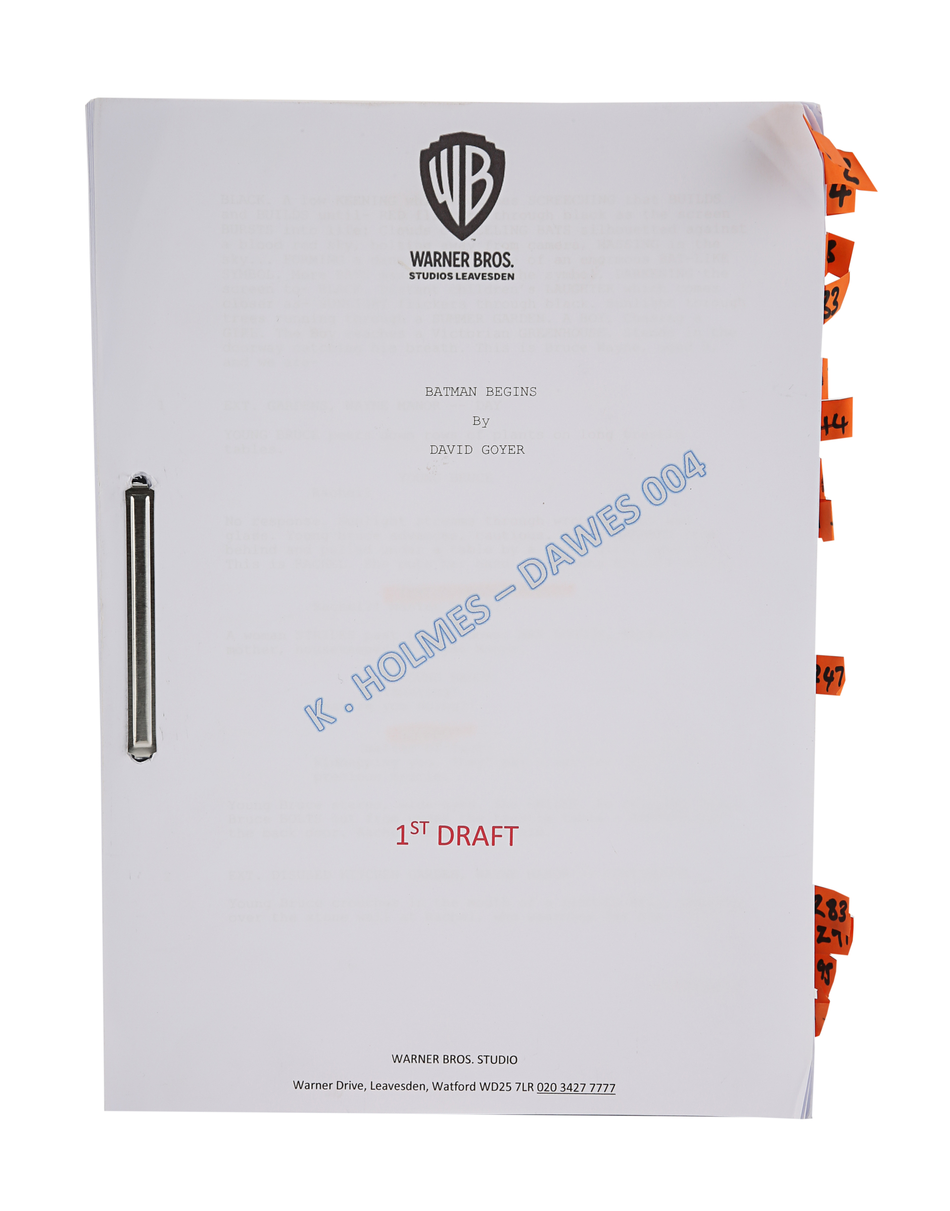 Lot #465 - BATMAN BEGINS (2005) - Katie Holmes' Personal Table Read Script