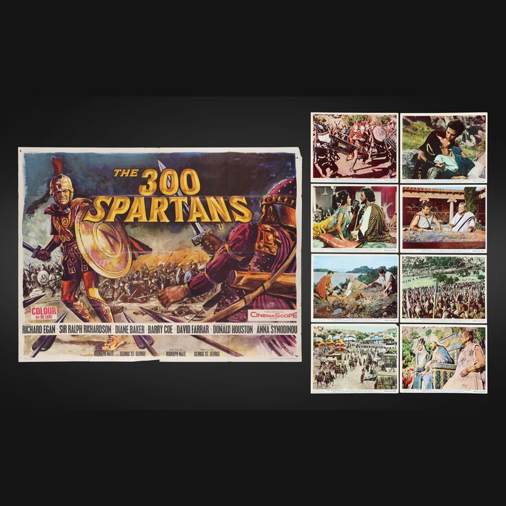 Lot #2 - THE 300 SPARTANS (1962) - UK Quad and Complete Set of Front of ...