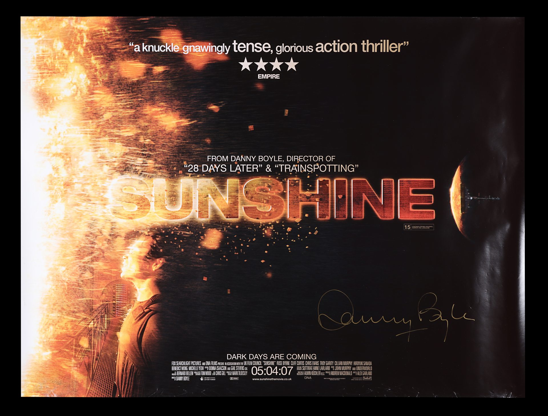 Lot #533 - SUNSHINE (2007) - Danny Boyle Autographed UK Quad, 2007