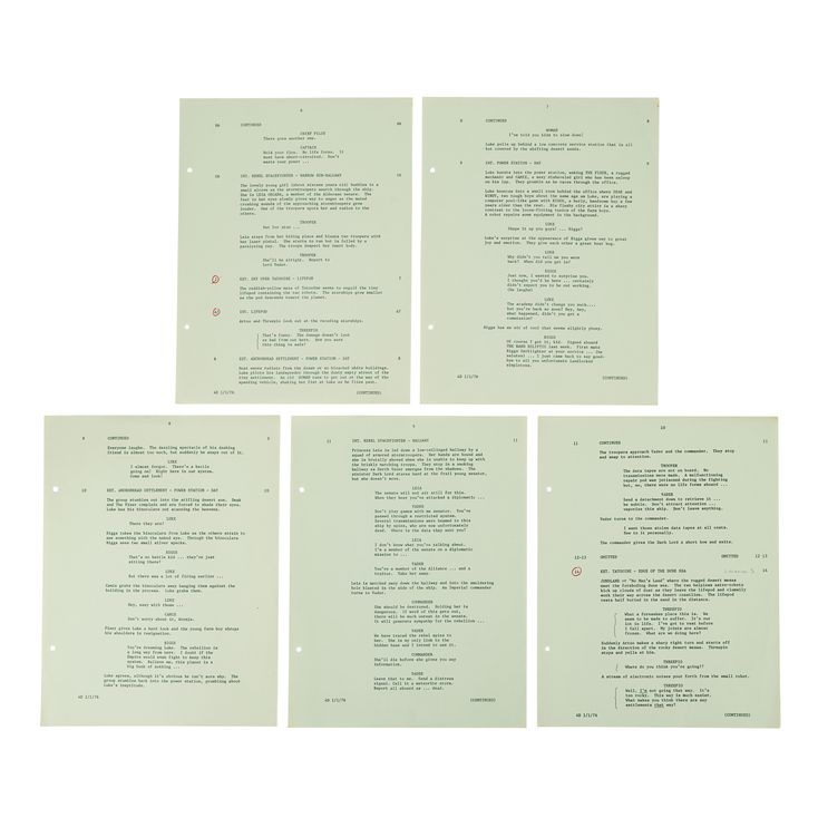 Lot 671 - Anthony Daniels Collection Loose Green Revision Script Pages ...