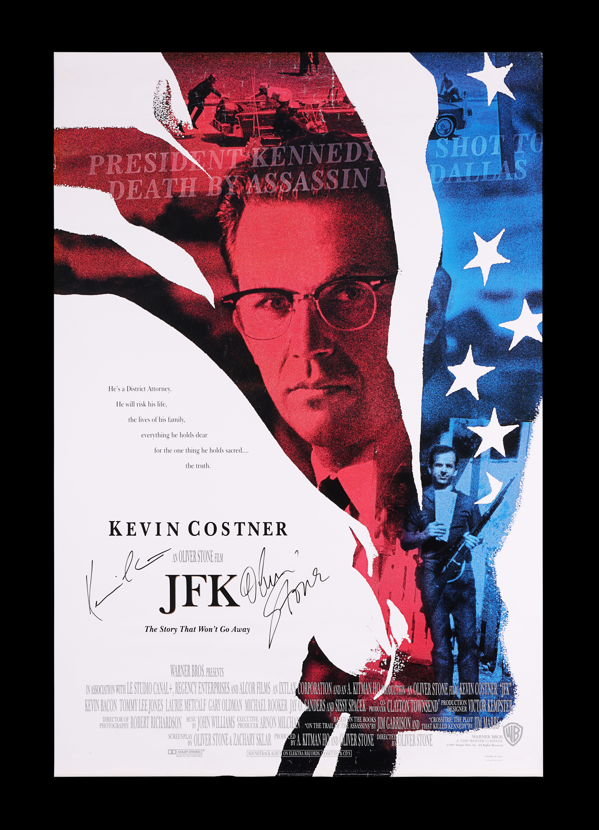 Lot #386 - JFK (1991) - One-Sheet Poster Autographed by Kevin Costner ...