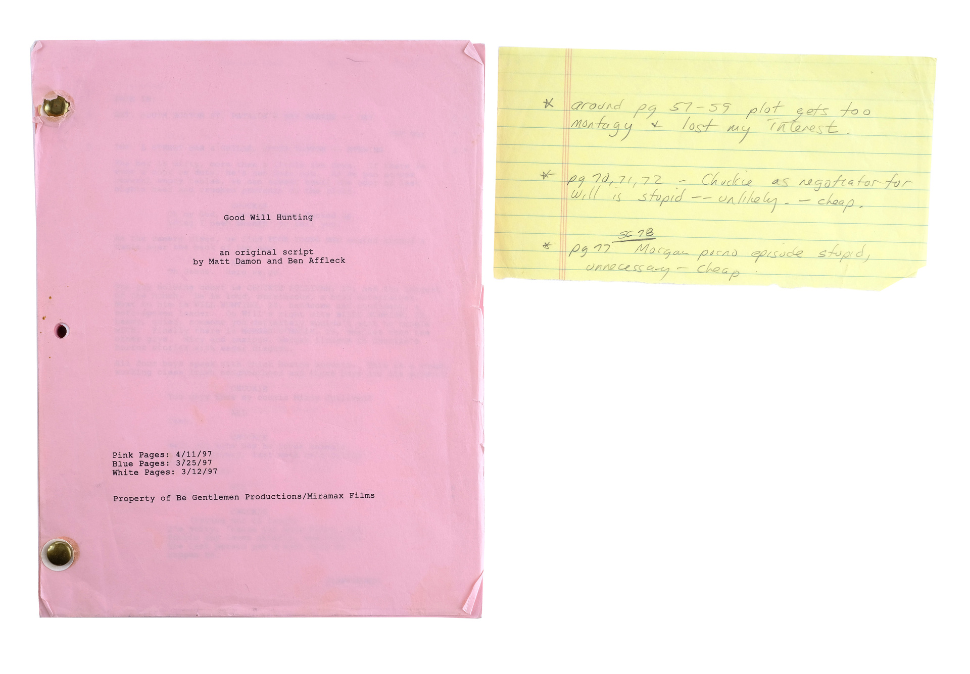 Lot # 1858: Good Will Hunting (1997) - Bound Revised Script with ...