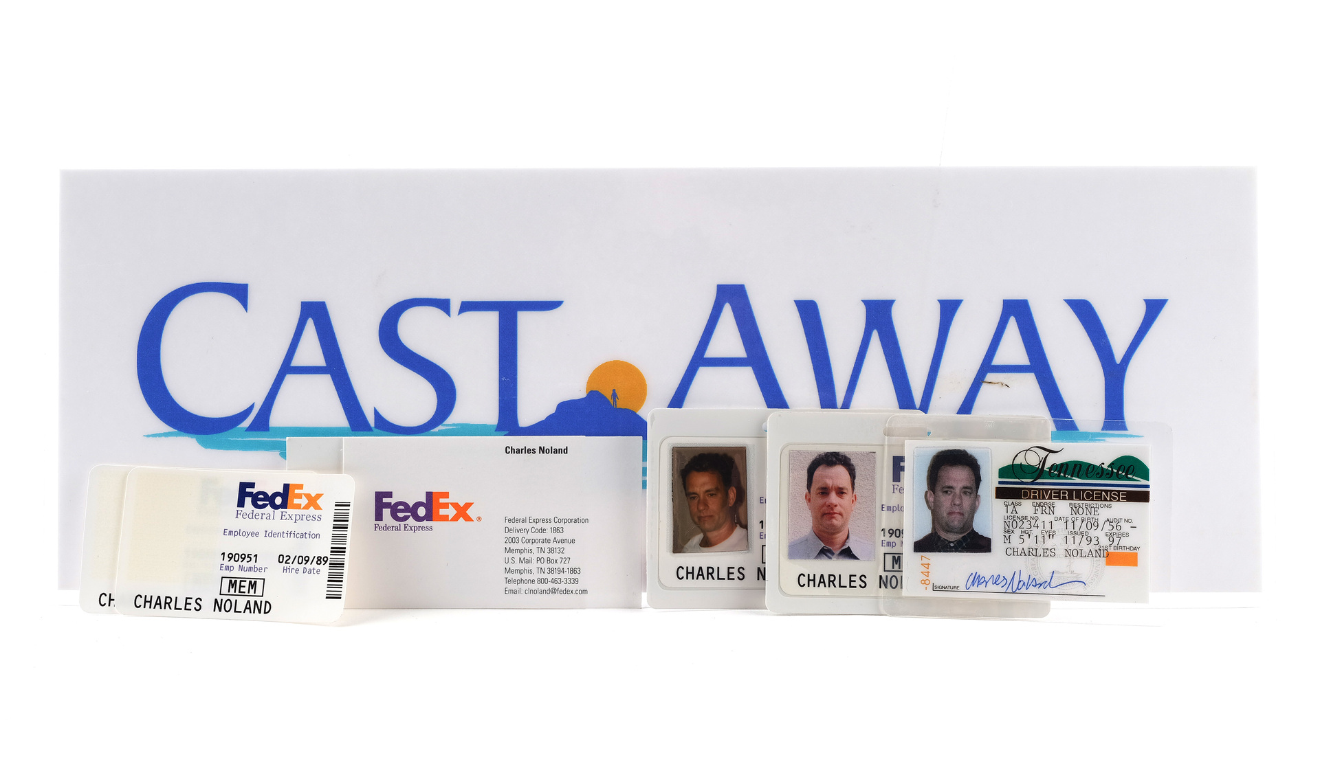 Lot # 613: Cast Away (2000) - Charles Noland (Tom Hanks) FedEx IDs ...