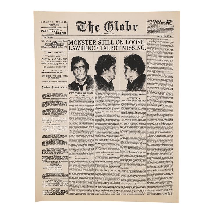 The Globe Monster Still on the Loose Newspaper | WOLFMAN, THE (2010)