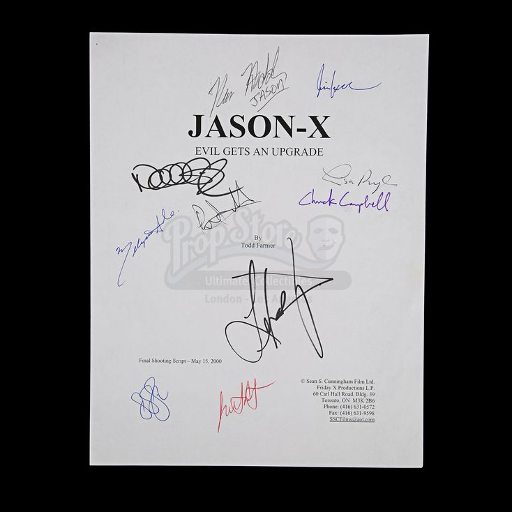 Autographed Script Title Page | JASON X (2001)