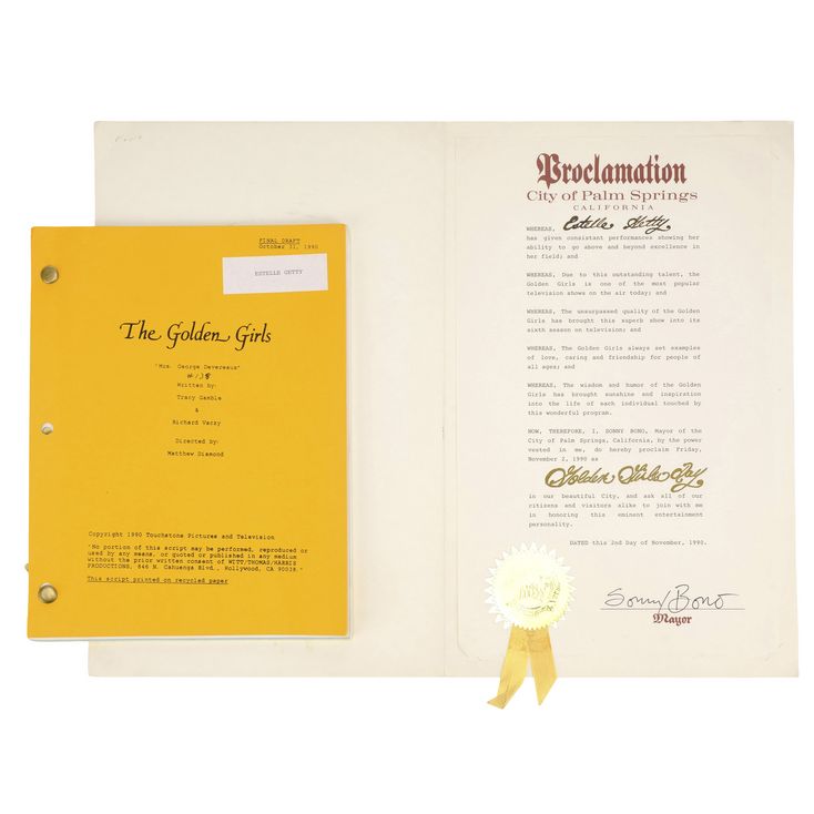 Lot #833 - THE GOLDEN GIRLS (1985-1992) - Rich Weaver Collection: Sonny ...