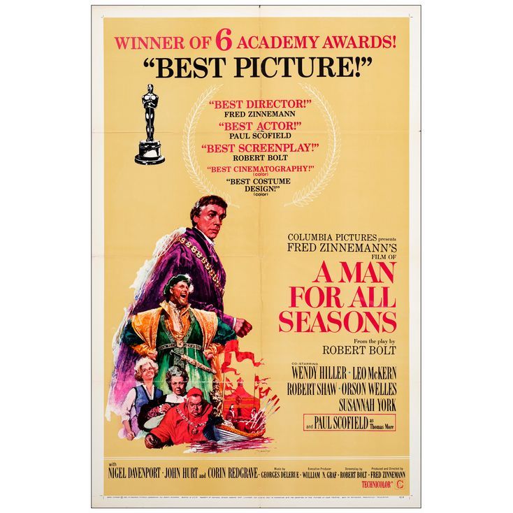 833. One Sheet (27 x 41 ); Academy Awards Style; Very Fine- Folded ### A MAN FOR ALL SEASONS (1946)