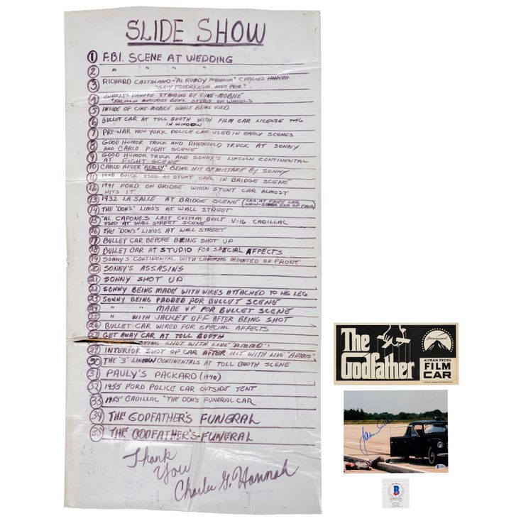 210. Set of Crew Ephemera ### THE GODFATHER (1972)
