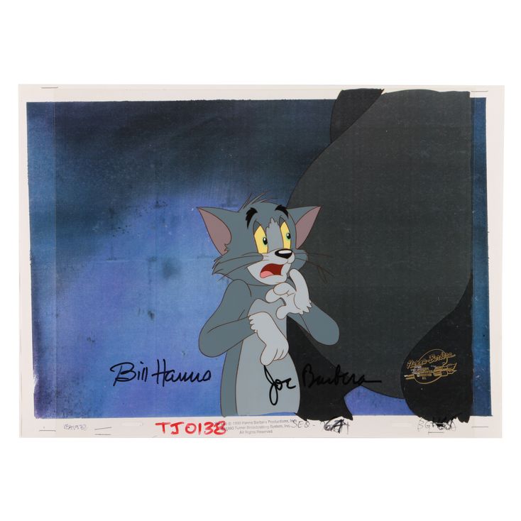 2046. Tom Original Production Cel Signed by Bill Hanna and Joe Barbera ...