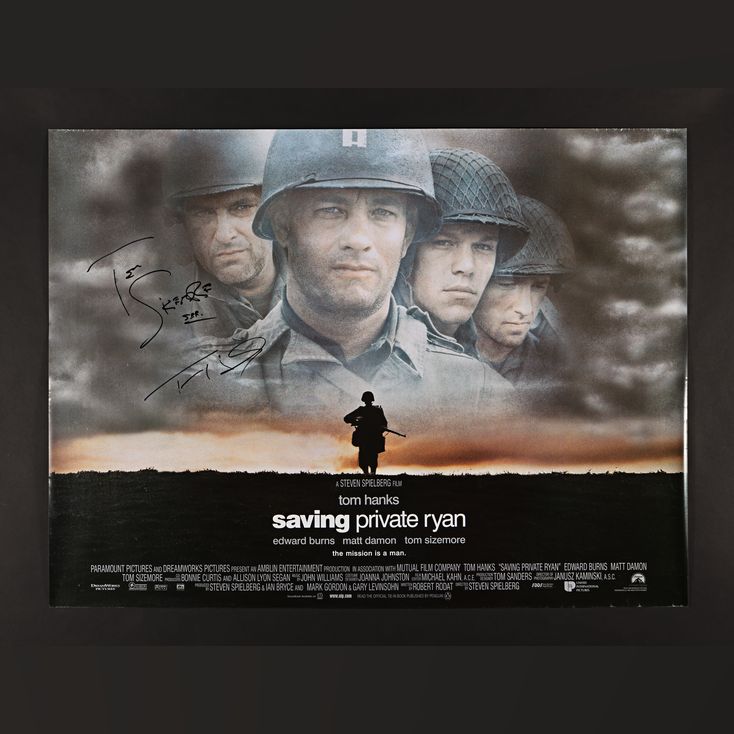 307. Tom Hanks and Tom Sizemore Autographed UK Quad, 1998 ### SAVING PRIVATE RYAN (1998)