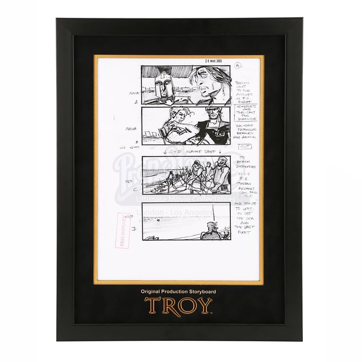 Original Production Storyboard - Patroclus Removes His Armor | TROY (2004)