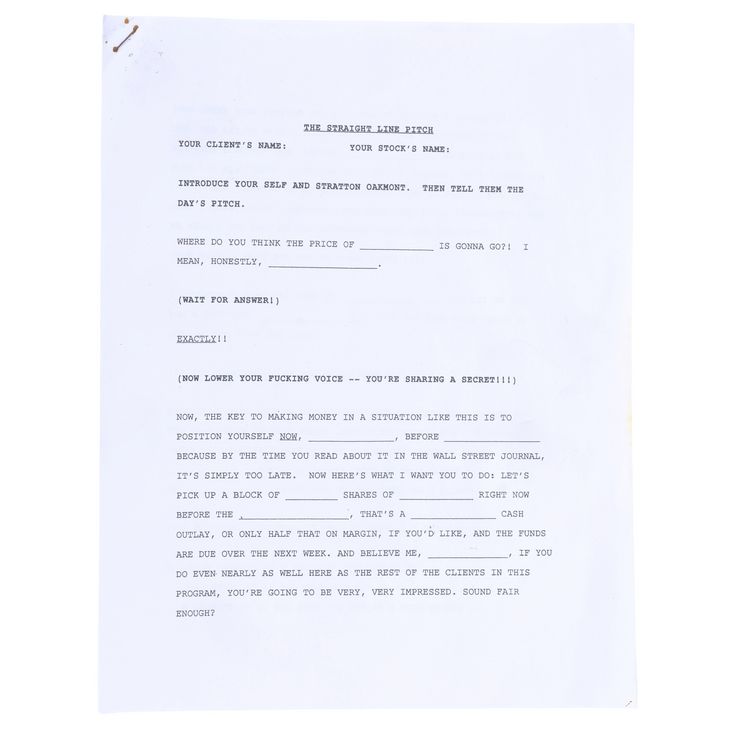 Lot # 1907: THE WOLF OF WALL STREET (2013) - The Straight Line Pitch ...