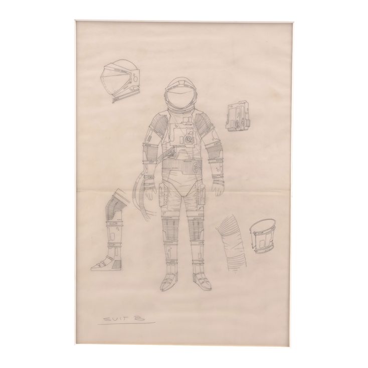 Lot 408 - Hand-Illustrated Harry Lange Spacesuit Sketch | MOONRAKER (1979)