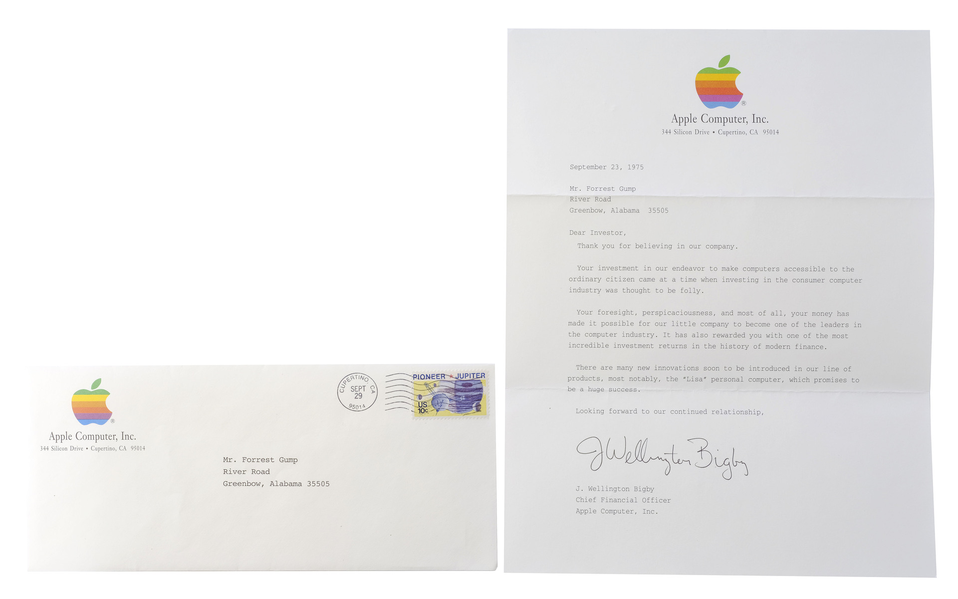 Lot # 736: Forrest Gump (1994) - Forrest Gump's (Tom Hanks) Letter from ...