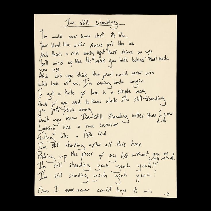 Prototype Double-sided Im Still Standing Lyrics Page | ROCKETMAN (2019)
