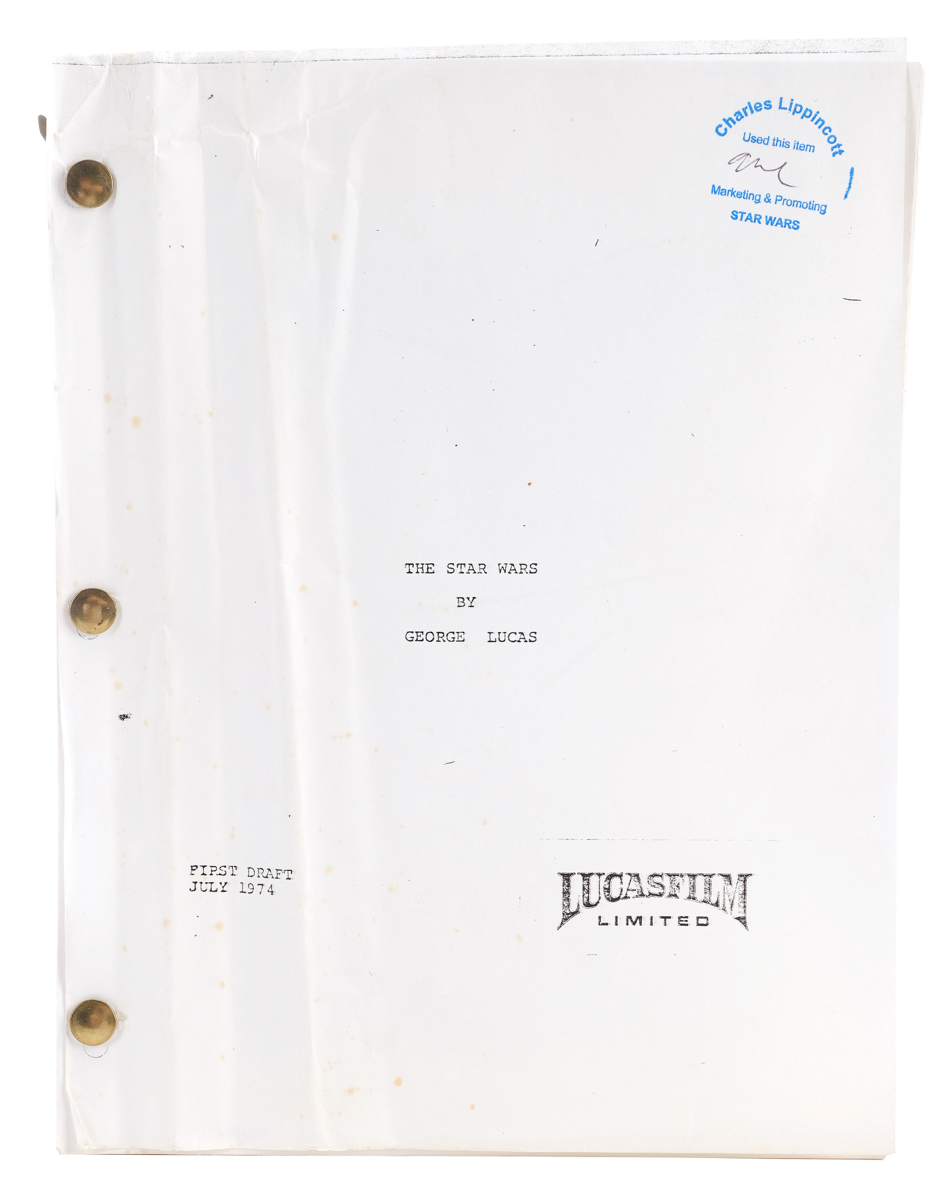Lot # 379: Star Wars: A New Hope (1977) - Charles Lippincott Collection ...