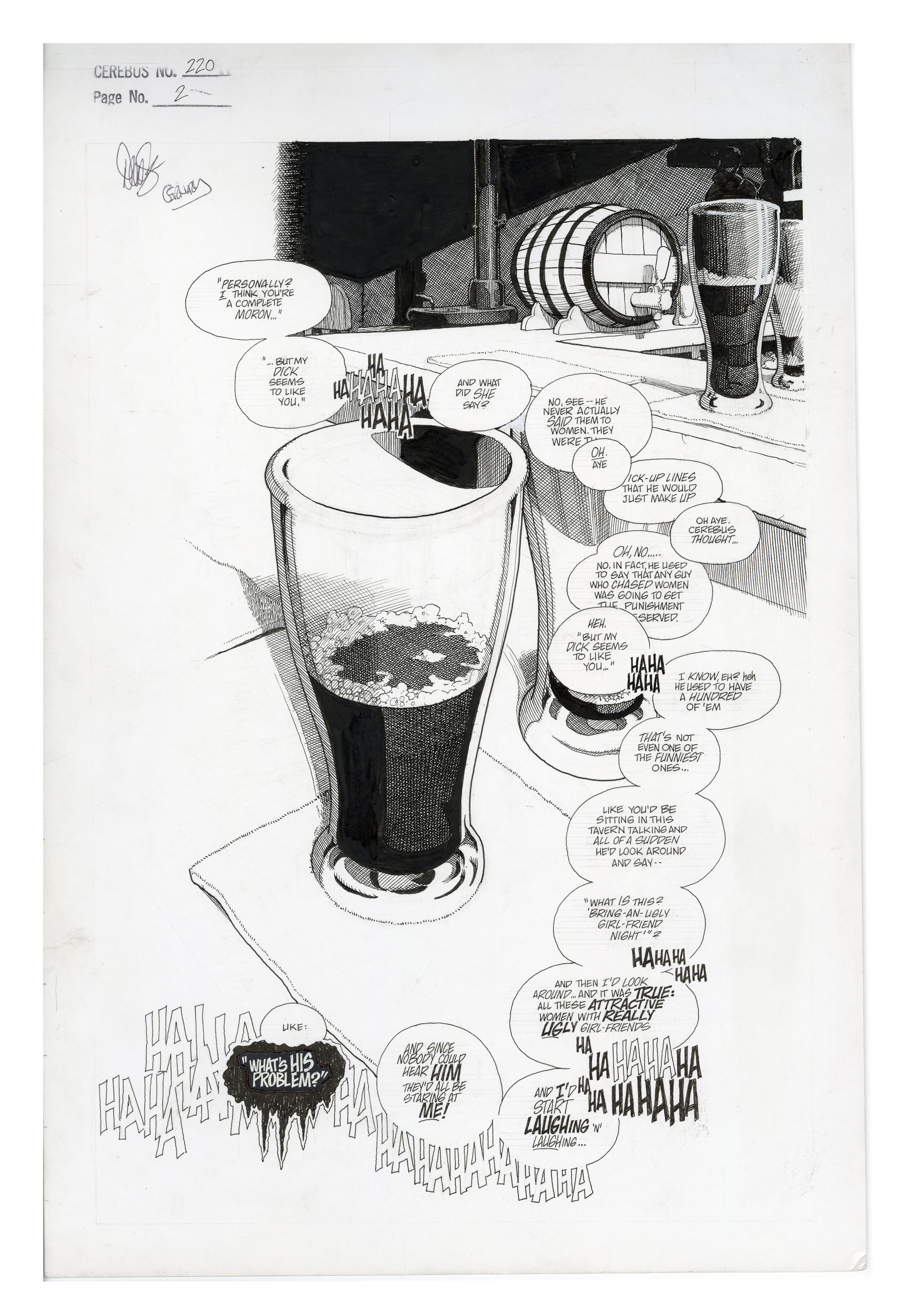 Lot # 1641: Aardvark-Vanaheim - Cerebus No. 220 P. 2 by Dave Sim and ...