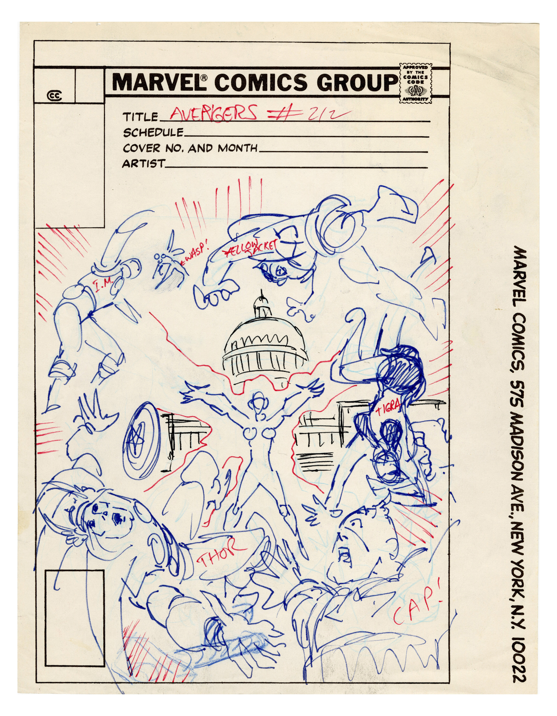 Lot # 1562: Marvel Comics - Avengers No. 212 Final Cover Prelim by Ed ...