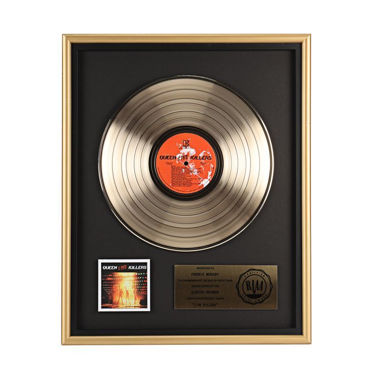 Lot 331. Live Killers Gold Disc Award Presented to Freddie Mercury | QUEEN