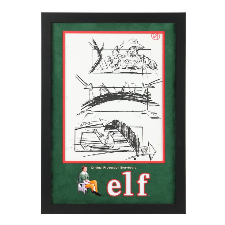 Production-Used Storyboard - Sleigh Towards Bridge | ELF (2003)