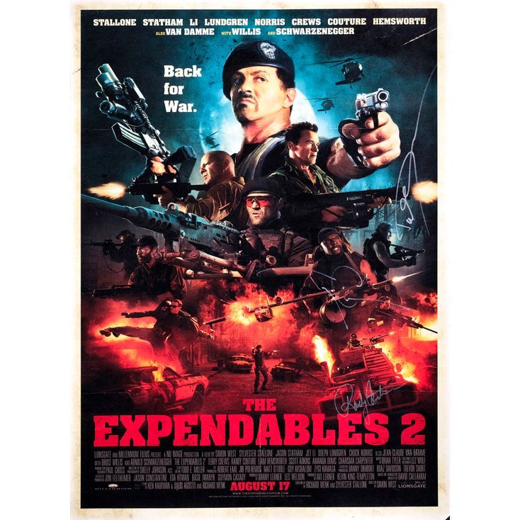 576. THE EXPENDABLES 2 - Cast-Autographed One Sheet (30 x 44) Signed by ...