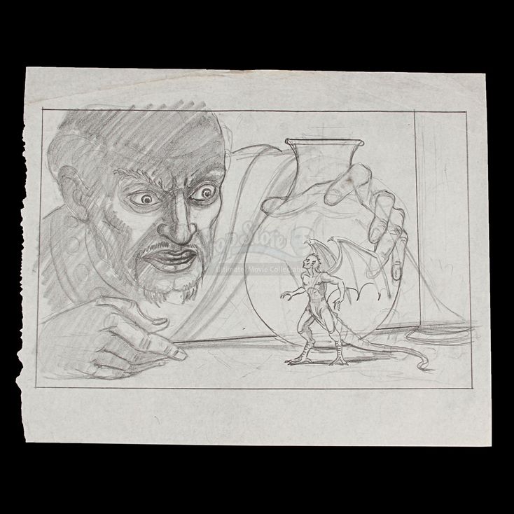 Ray Harryhausen Hand-Drawn Concept Of The Homunculus and The Sorcerer ...