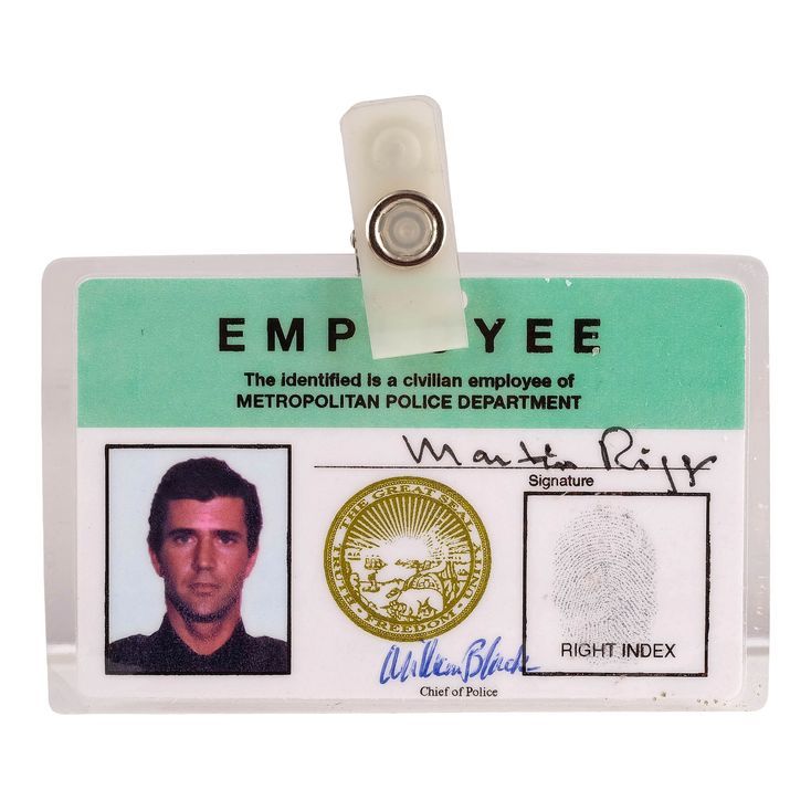 215. Production-Made Martin Riggs (Mel Gibson) Metropolitan Police ID ...