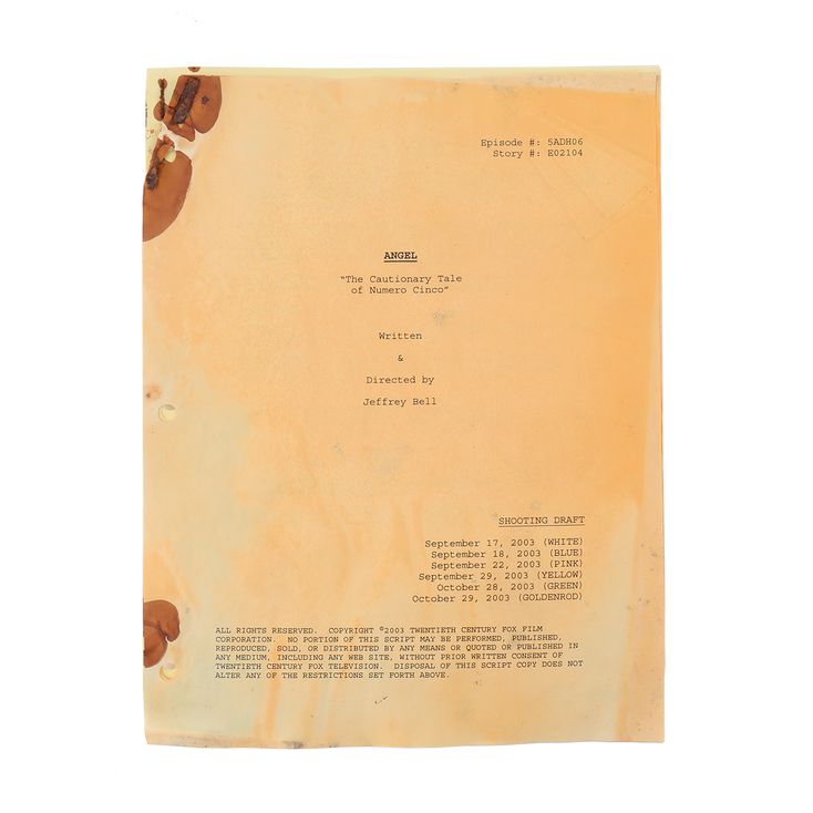 Incomplete Production Scripts - The Cautionary Tale of Numero Cinco ...