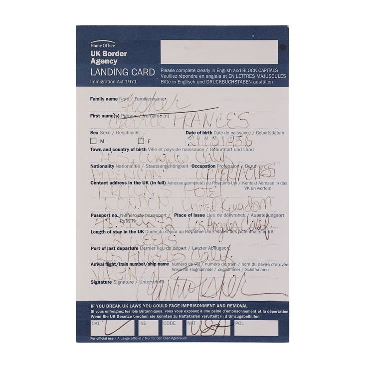 Lot #1644: CARRIE FISHER - Carrie Fisher's Landing Card