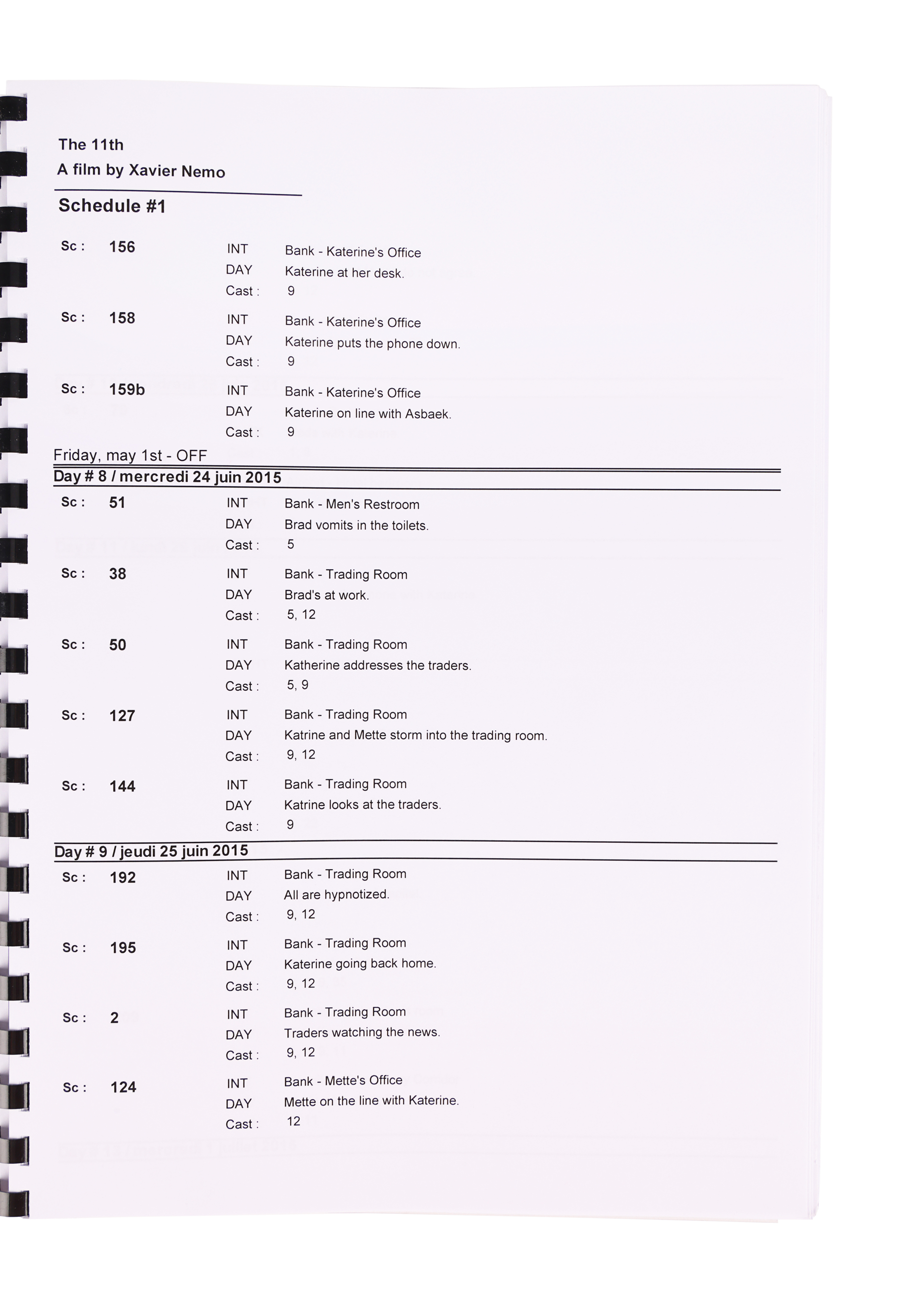 Sir Christopher Lee Script and Production Paperwork | 11TH, THE (2016)