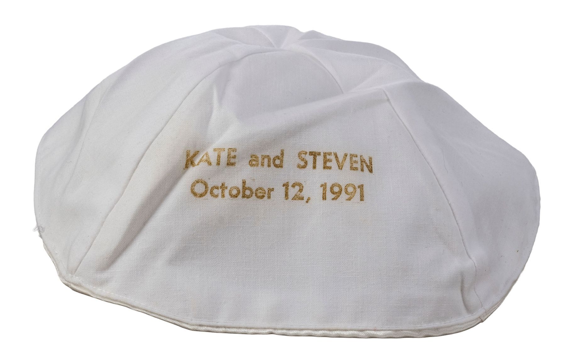 1019. Commemorative Yarmulke from Stephen Spielberg's and Kate Capshaw ...