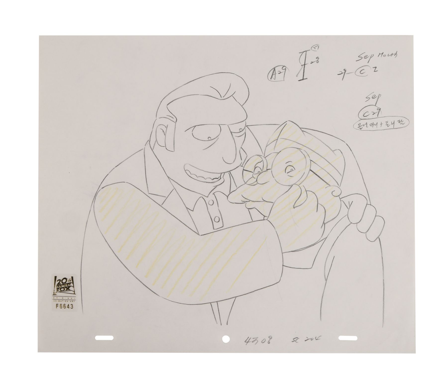 2090. Fat Tony and Hans Moleman Original Production Drawing from The ...