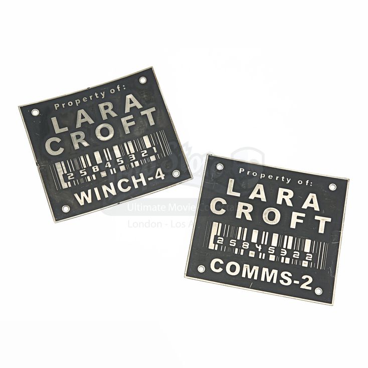 Pair of Lara Croft Crate Labels | LARA CROFT: TOMB RAIDER (2001)