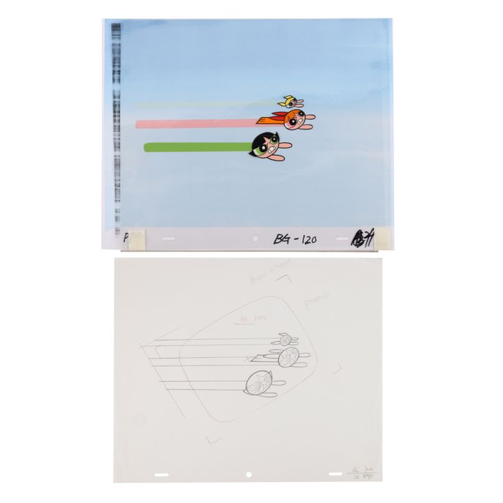 2030. The Powerpuff Girls Fly Original Production Cel Setup and Camera ...