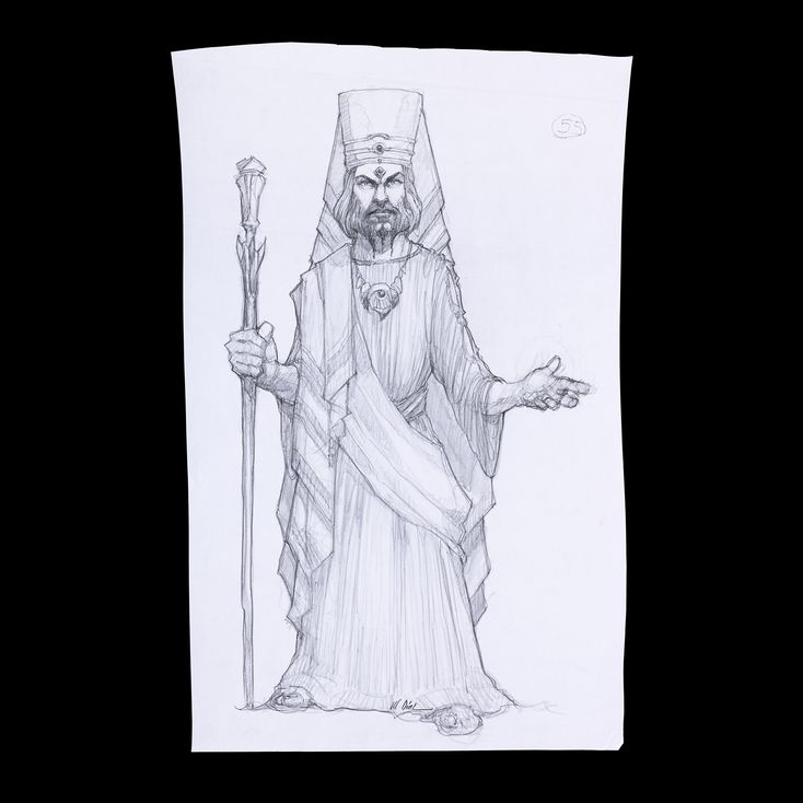 Mariano Diaz Hand-drawn Archeptolemus (Nigel Terry) High Priest Sketch ...
