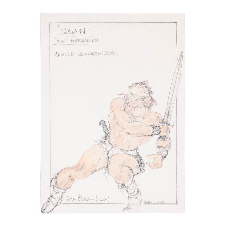 Lot 810 - John Bloomfield Hand-painted Costume Design of Conan (Arnold ...