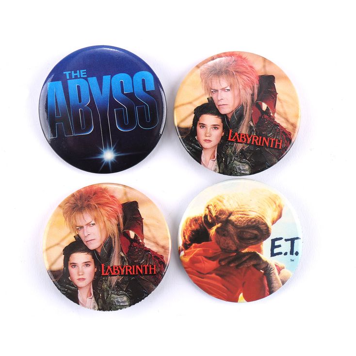 Promotional Buttons - The Abyss, E.T., and Labyrinth | VARIOUS PRODUCTIONS