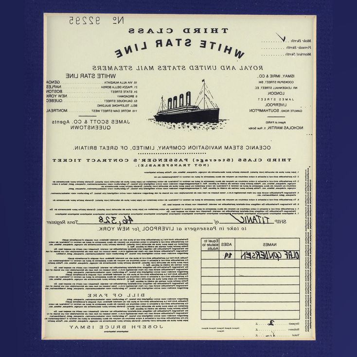 Lot 1366 - Olaf Gundersens (Bjorn Olsen) Framed Third-Class White Star ...