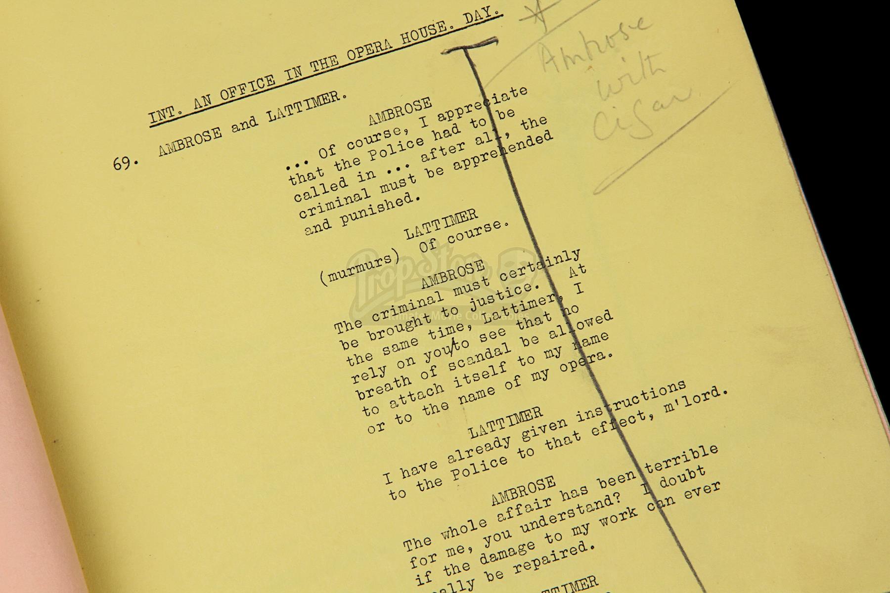 Terence Fishers Personal Shooting Script | PHANTOM OF THE OPERA (1962)