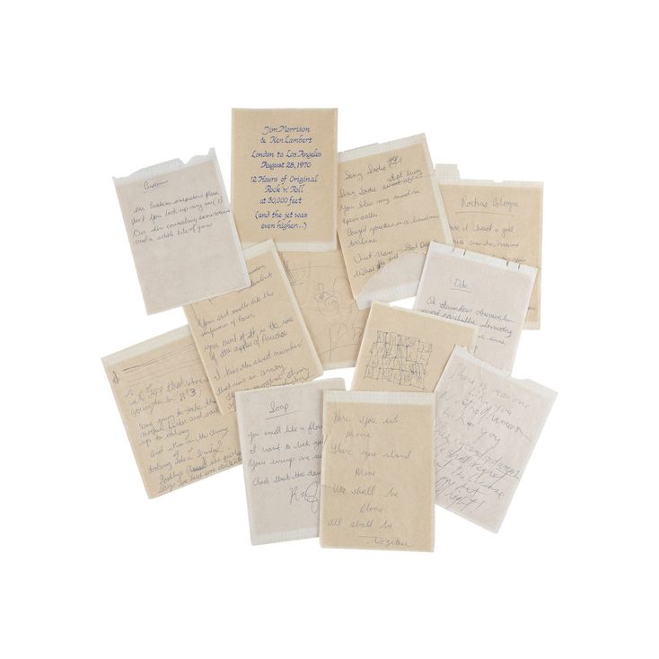 Lot #258 - JIM MORRISON - Set of Handwritten Poems, Lyrics, and Notes