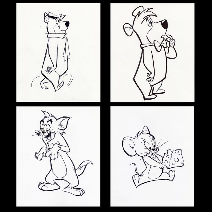 Lot # 133: Set of Four Hand-Drawn Iwao Takamoto Tom, Jerry, Yogi, and ...