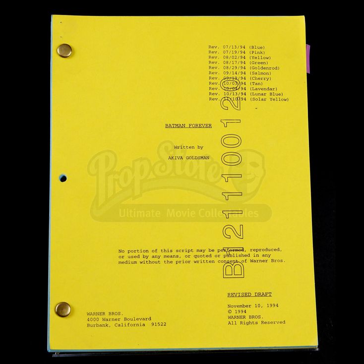 Lot 154 - Revised 11th Draft Script | BATMAN FOREVER (1995)