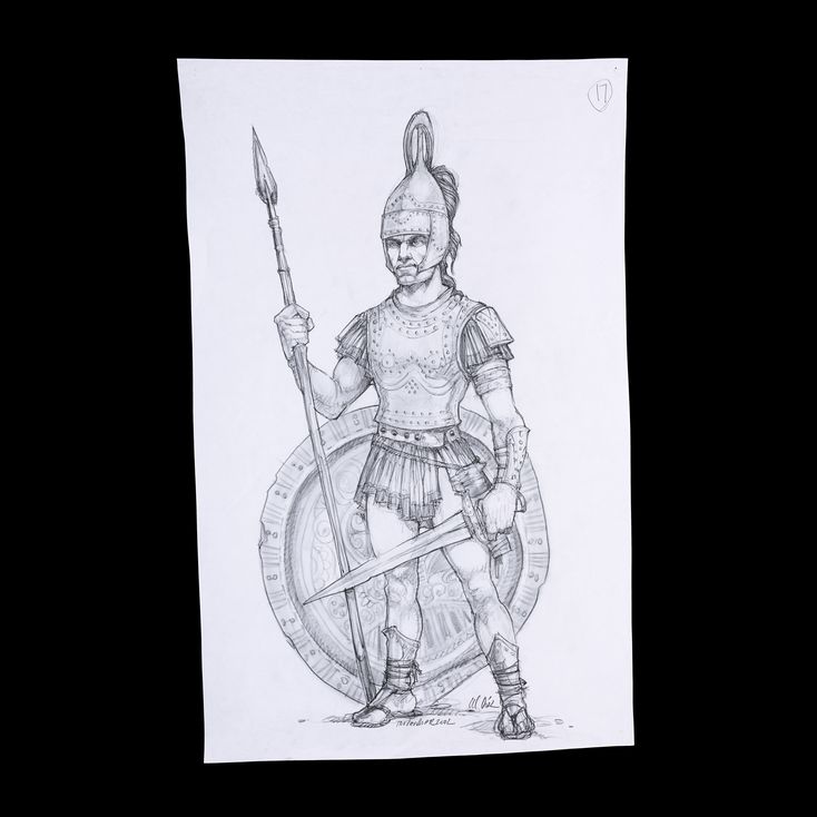 Mariano Diaz Hand-drawn Trojan Warrior Sketch No. 17 | TROY (2004)