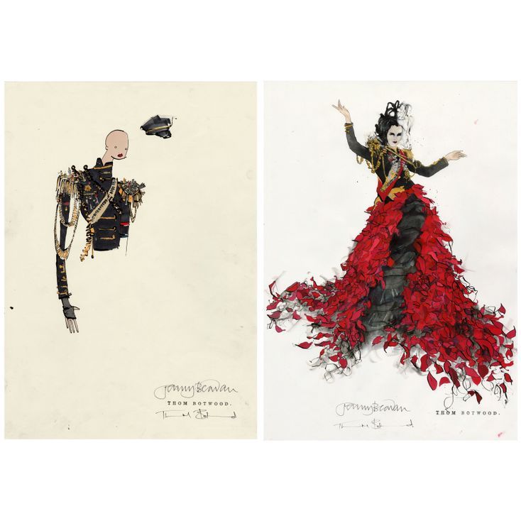 Lot 3 Pair of Hand-Drawn Thom Botwood Oscar-Winning Cruella Design ...